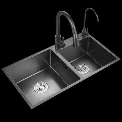 China Wholesale Simple Design Custom Modern Rectangular Metal Brass Chrome Double Kitchen Sink For Home Use for sale