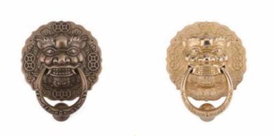 China Surface Mount Solid Customized Brass Animal Head Knocker Pull Handle Bronze Ring Handle Antique Lion Head Door Knocker for sale