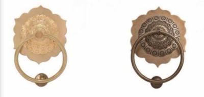 China Surface Mount Solid Customized Brass Animal Head Knocker Pull Handle Bronze Ring Handle Antique Lion Head Door Knocker for sale