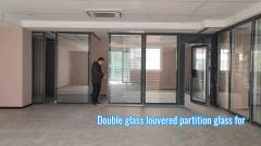 Double glass louvered partition glass for office desk space