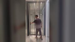 GRH One line minimalist extremely narrow edge two linkage matte black glass isolation sliding door k