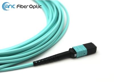 China MPO To MPO Fiber Optic Cable Assemblies 12 Fiber OM3 50/125 Round Cable for sale
