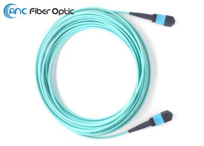 China MPO To MPO Fiber Optic Cable Assemblies 12 Fiber OM3 50/125 Round Cable for sale