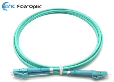 China LC To LC Fiber Optic Patch Cord 10G OM3 50/125 Aqua Duplex 2.0mm 3.0mm Custom for sale