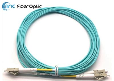 China LC To LC Fiber Optic Patch Cord 10G OM3 50/125 Aqua Duplex 2.0mm 3.0mm Custom for sale