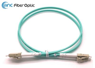 China LC To LC Fiber Optic Patch Cord 10G OM3 50/125 Aqua Duplex 2.0mm 3.0mm Custom for sale
