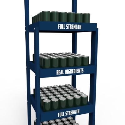 China Pine Wood  5 Layers Cocktail Display Stand Display Rack with Wheels for Wine Store for sale