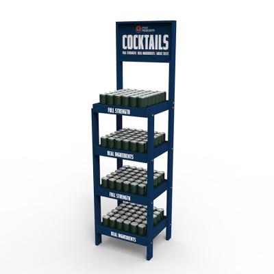 China Pine Wood  5 Layers Cocktail Display Stand Display Rack with Wheels for Wine Store for sale