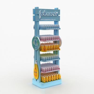 China Customized Cleansing Water Display Shelf Wooden Display Rack for Maternal and Infant Store for sale