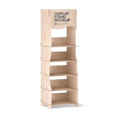 China Modern Free Standing Display Stand Wooden Food Display Stand For Grocery for sale
