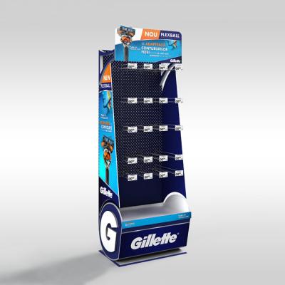 China Shavers Pegboard Display Stands Demountable Supermarket Display Shelves With Hooks for sale
