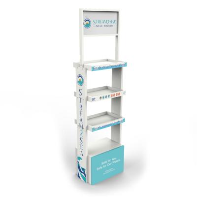 Cina Logo Cosmetic Display Stand Skin su ordinazione si preoccupa il banco di mostra acrilico di trucco in vendita