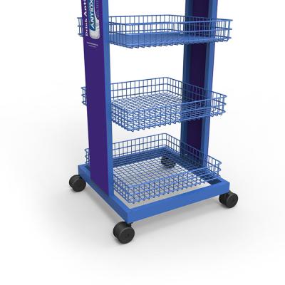 China Demountable Water Bottle Display Rack Beverage Display Stand With Casters for sale