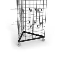 China Triangle Mobile Display Stand Gridwall Display Rack With Wheels for sale