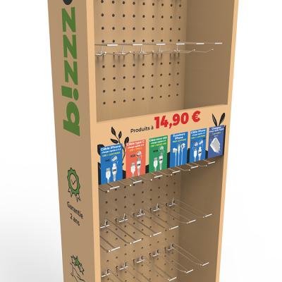 China Suporte de exposição de madeira ereto livre do fone de ouvido do suporte de Pegboard para a loja à venda