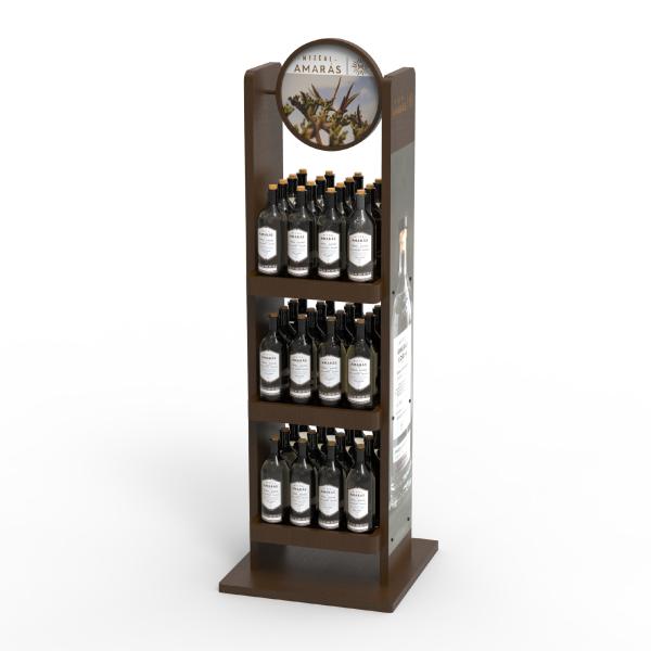 Customizable Red Wine And Beverage Wooden Three Layer Display Rack For Store Use