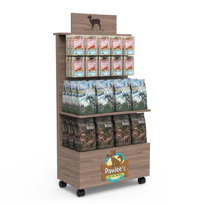 China Bevis Venta caliente de productos para perros y gatos Limpieza de juguete alimentos de madera de media bandeja Estante de exhibición de piso Estante de exhibición de tienda de mascotas en venta