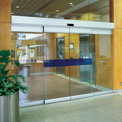 China Aluminium Automatic Sliding Glass Door for Commercial with 60W Brushless DC Motor and microcomputer system Controller for sale