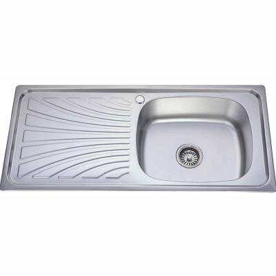 China Hot Sale Single Bowl With Drainboard Stainless Steel Sink 10050 for sale