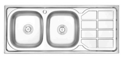 China 120*50CM double bowl double drain plating or satin stainless steel kitchen sink hardware for sale