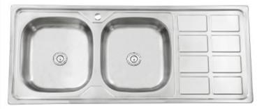 China FREGADERO DE ACERO double bowl polish kitchen sink for sale