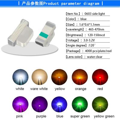 China 0603 1206 Flip Chip SMD LED Components 4000 pcs per tape with customized colors for sale