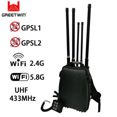中国 リモート・コントロール2.4G 5.8G 2km Manpack UAVの無人機の妨害機 販売のため