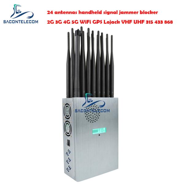 Europe Type WiFi Signal Jammer 24w 24 Channels For 2G 3G 4G 5G LTE GPS Lojack 173mhz