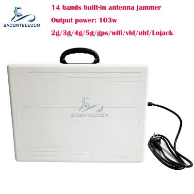 China 14 bands 103w Mobile Phone Signal Jammer Built in Antennas for sale