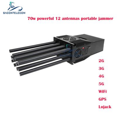 China 12 Bands Handheld Full Bands Mobile Phone Signal Jammer 70 watts Power EU Type for sale