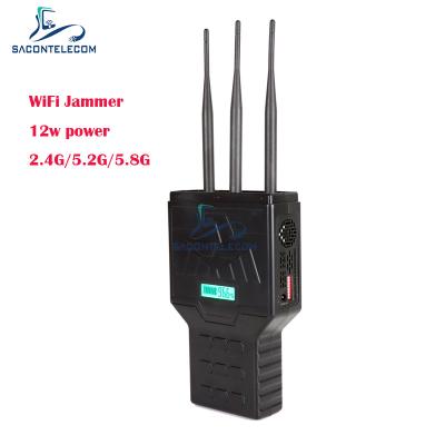 중국 12W 휴대용 와이파이 블루투스 2.4G 5.2G 5.8G 휴대 전화 신호 방해기 50 미터 범위 판매용