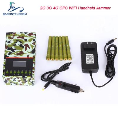 China 3w 6 Channels 20m Military Signal Jammer 2G 3G 4G GPS WiFi 4000mAH for sale