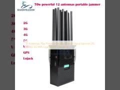 12 Antennas 70w Portable Mobile Phone Signal Jammer 2G 3G 4G 5G WiFi Lojack GPS USA Type