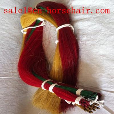 China dyed  red and yellow and green horse hair for sale
