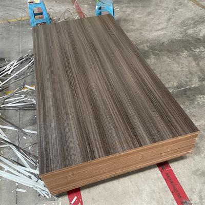 China Linear Grain Melamine MDF Board Teak Texture For High End Furniture And Office Interior for sale