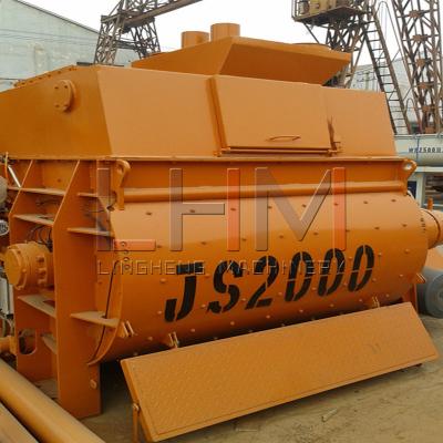 China Double horizontal shaft forced JS2000 Concrete Mixer for HZS120 mixing station for sale