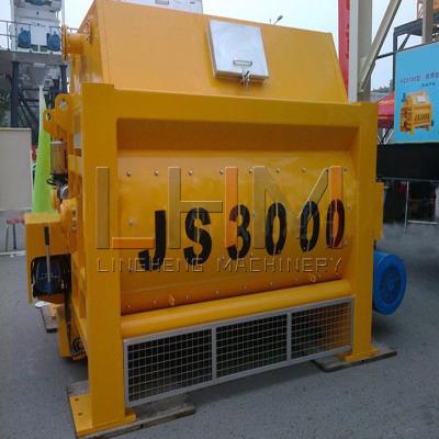 China Double horizontal shaft forced JS3000 Concrete Mixer for HZS180 mixing station for sale