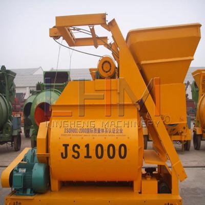 China Henan Ling Heng Double horizontal shaft forced JS1000 Concrete Mixer for HZS50 mixing station and HZS60 mixing station for sale