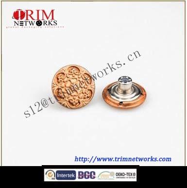 China Alloy jeans 20MM Matt Rose Gold six plum flower plastic inside fashion accessories button for sale