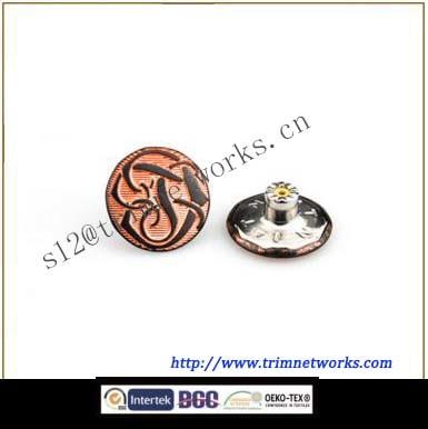 China Brass jeans 17MM&20MM HVB Black Sorbet convex flowers and lines plastic inside fashion accessories button for sale