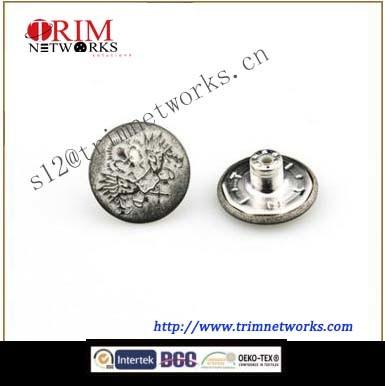 China Brass jeans 20MM HVB Oxid Tin convex vintage pattern round fashion accessories button for sale