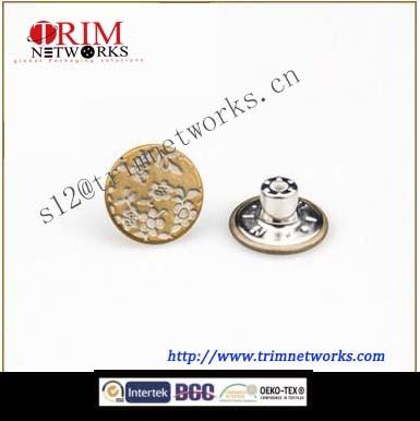 China Brass jeans 17MM HVB Anti-brass tin concave plum flower plastic inside fashion accessories button for sale
