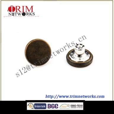 China Alloy jeans 17MM HVB Anti Brass plastic inside round and smoth button for sale