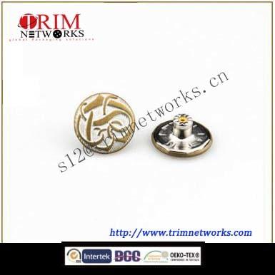 China Brass jeans 17MM&20MM HVB Anti brass-nickle convex flowers and lines plastic inside fashion accessories button for sale