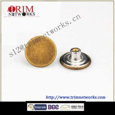 China Brass jeans 19MM HVB Anti brass round and flat plastic inside fashion accessories button for sale