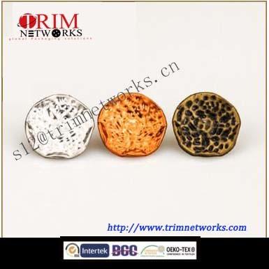 China Brass snap 15MM&17MM HVB Orange copper/HVB Nickle/HVB Anti-brass irregular seal face fashion metal button for sale