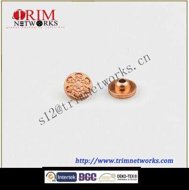 China Alloy rivet 10MM HVB Matt Rose Gold concave flower pattern fashion metal button for sale