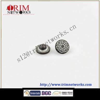 China Alloy rivet 10MM HVB Old Tin concave flower pattern fashion metal button for sale
