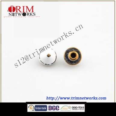 China Alloy rivet 9MM HVB brass with white oil funnel shaped fashion metal button for sale