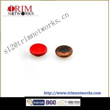 China Brass rivet 7.5MM R07 Oxid Alloy/spraying light red round and flat fashion metal button for sale